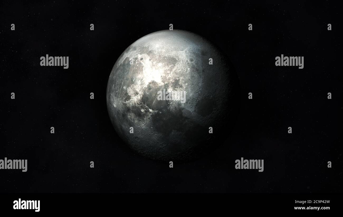 Dark gray image of a half-lit moon in space Stock Photo - Alamy