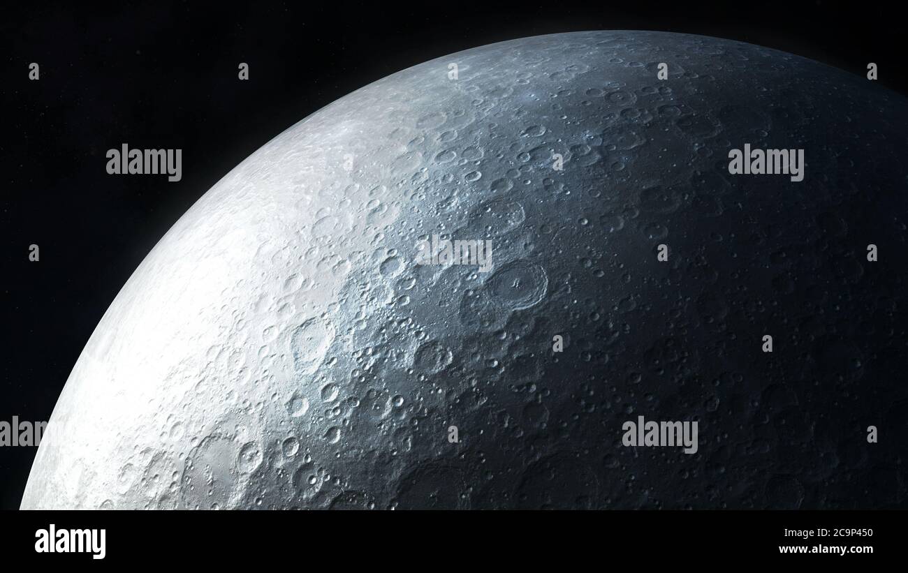 Realistic dark gray image of the moon surface close-up Stock Photo - Alamy