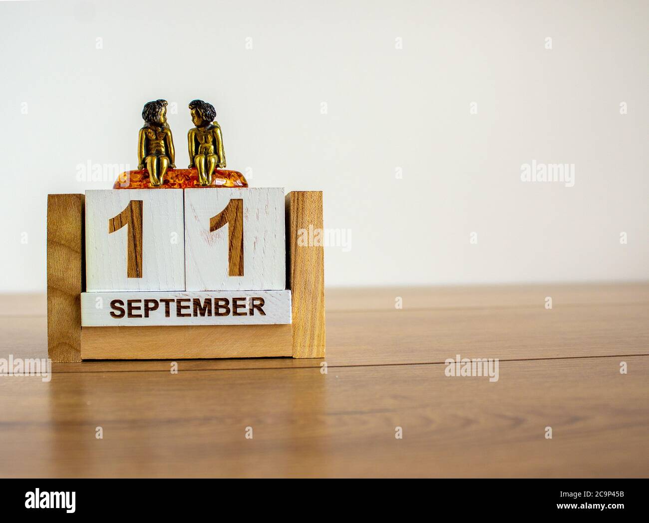 September 11 on the wooden calendar. Memory Day. Calendar on a white ...