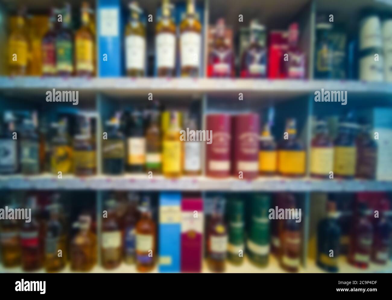 Alcohol showcase blurred background. Blurred abstract background of ...