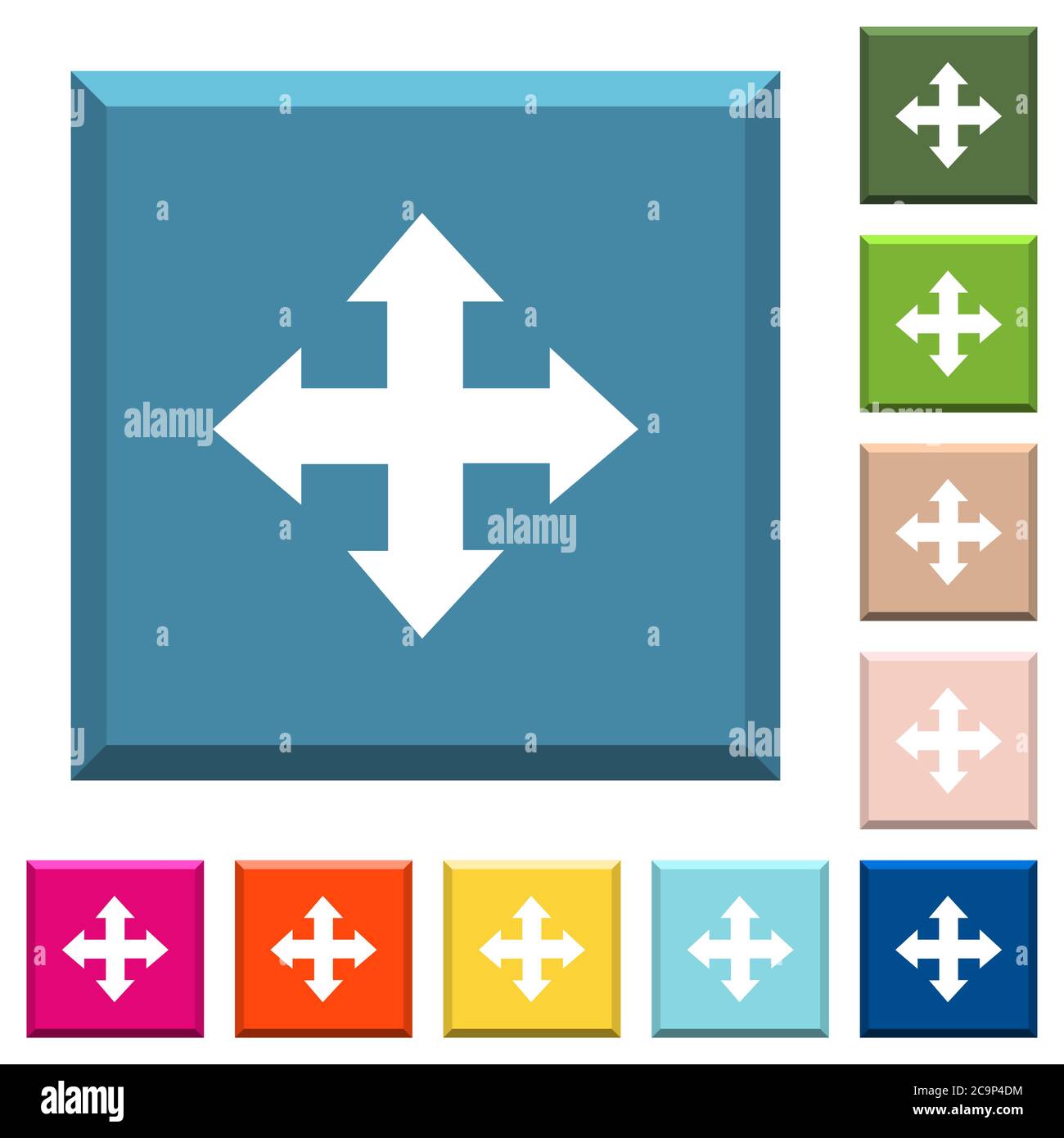 Move tool white icons on edged square buttons in various trendy colors ...