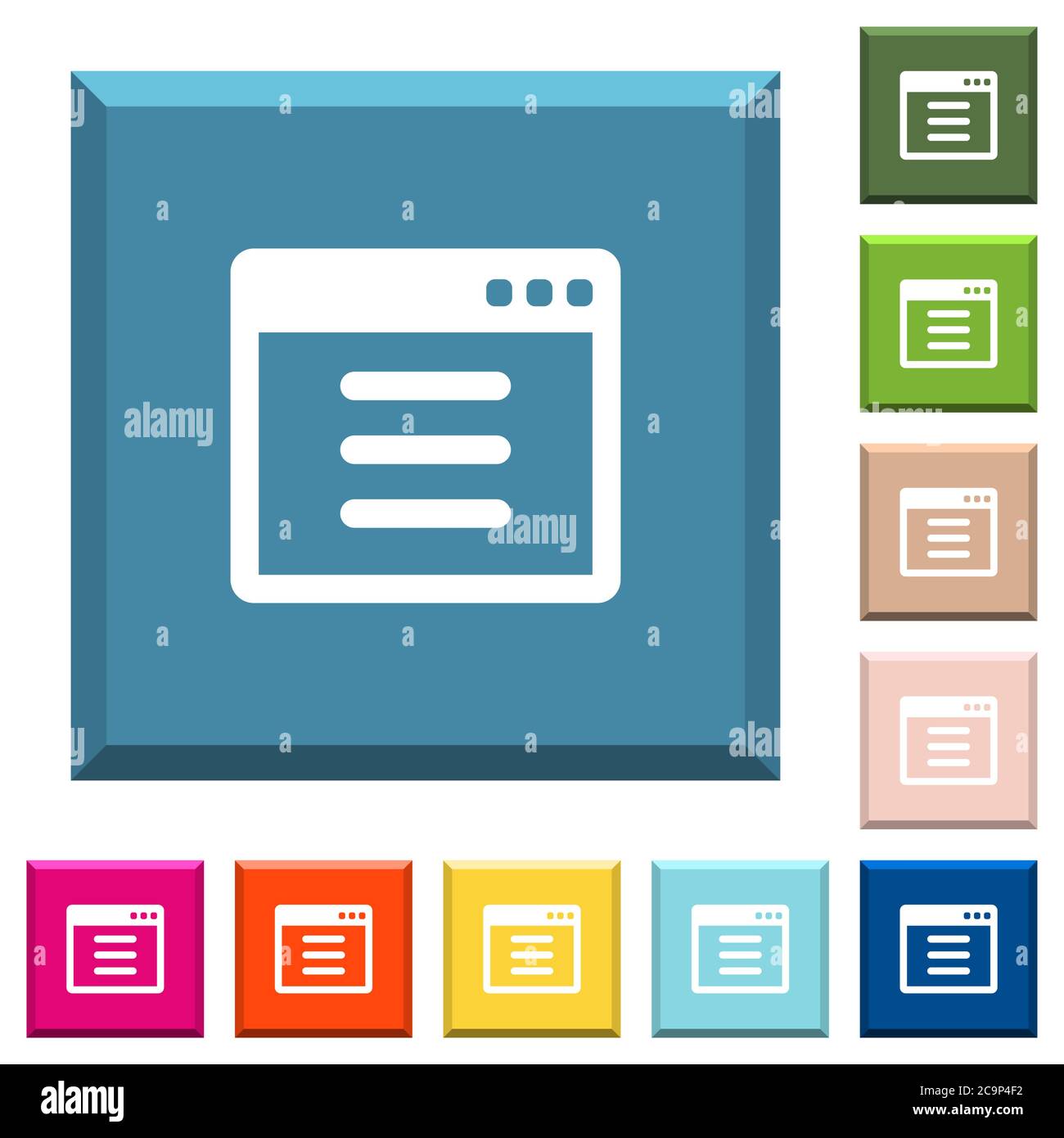 Application options white icons on edged square buttons in various ...