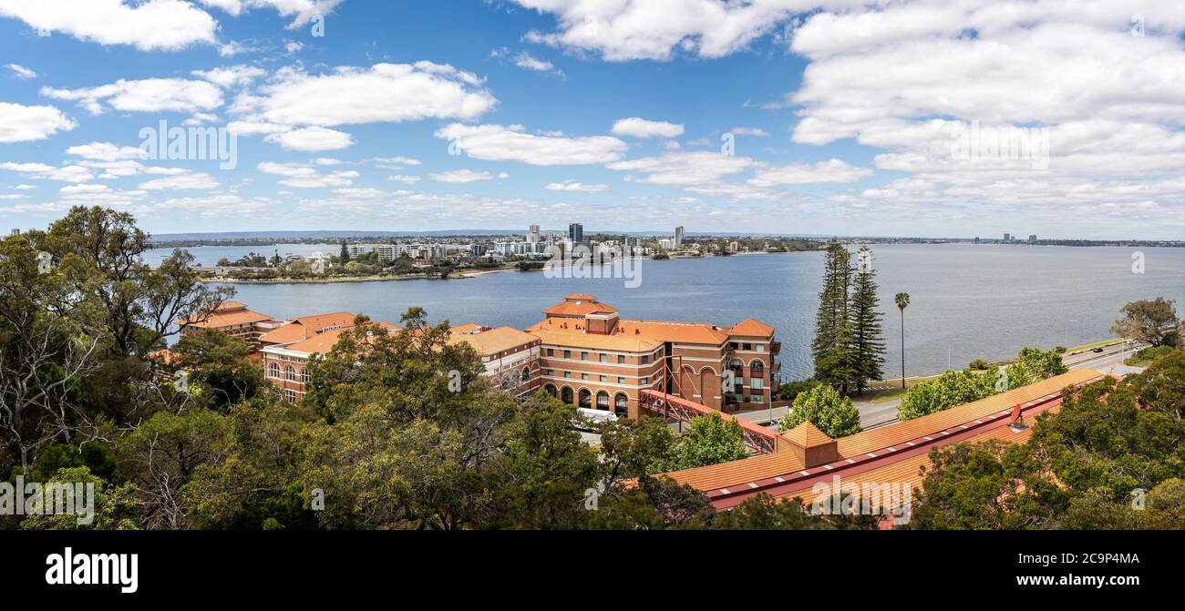 Panoramic view looking across to the Mill Point Reserve from Kings Park ...
