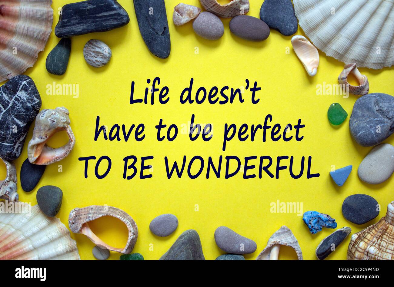 Text 'life doesn't have to be perfect to be wonderful' on a beautiful ...