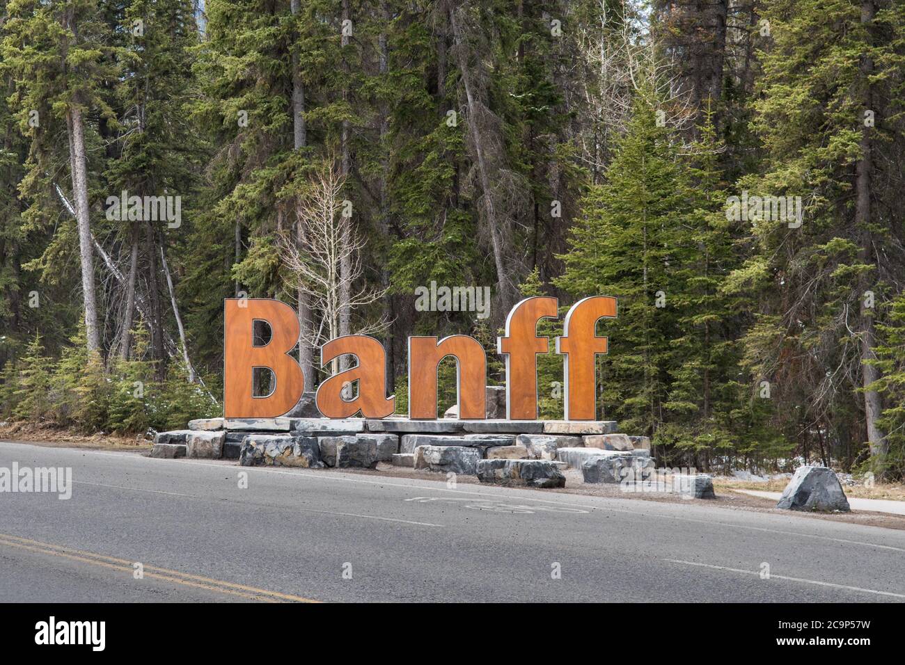 Banff sign, Alberta, Canada Stock Photo - Alamy