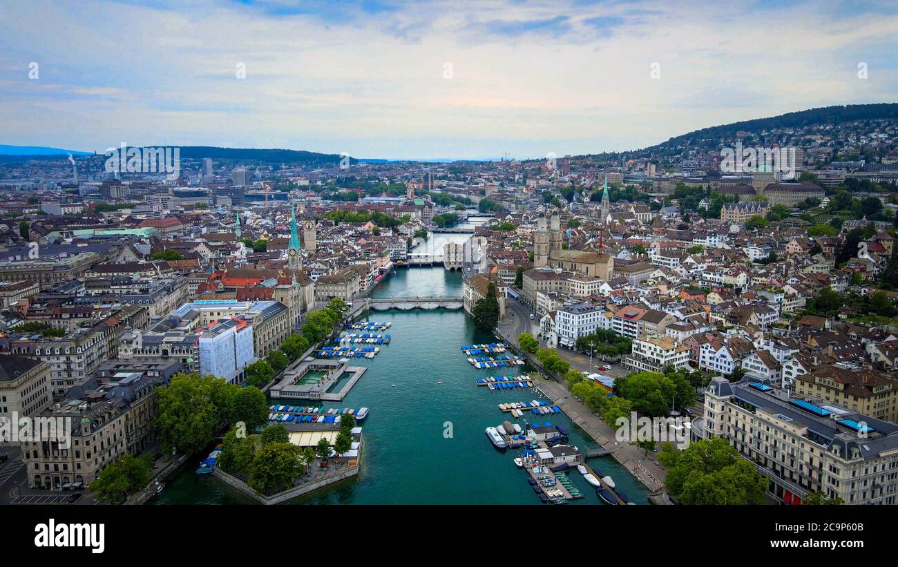 The city of Zurich in Switzerland from above Stock Photo - Alamy