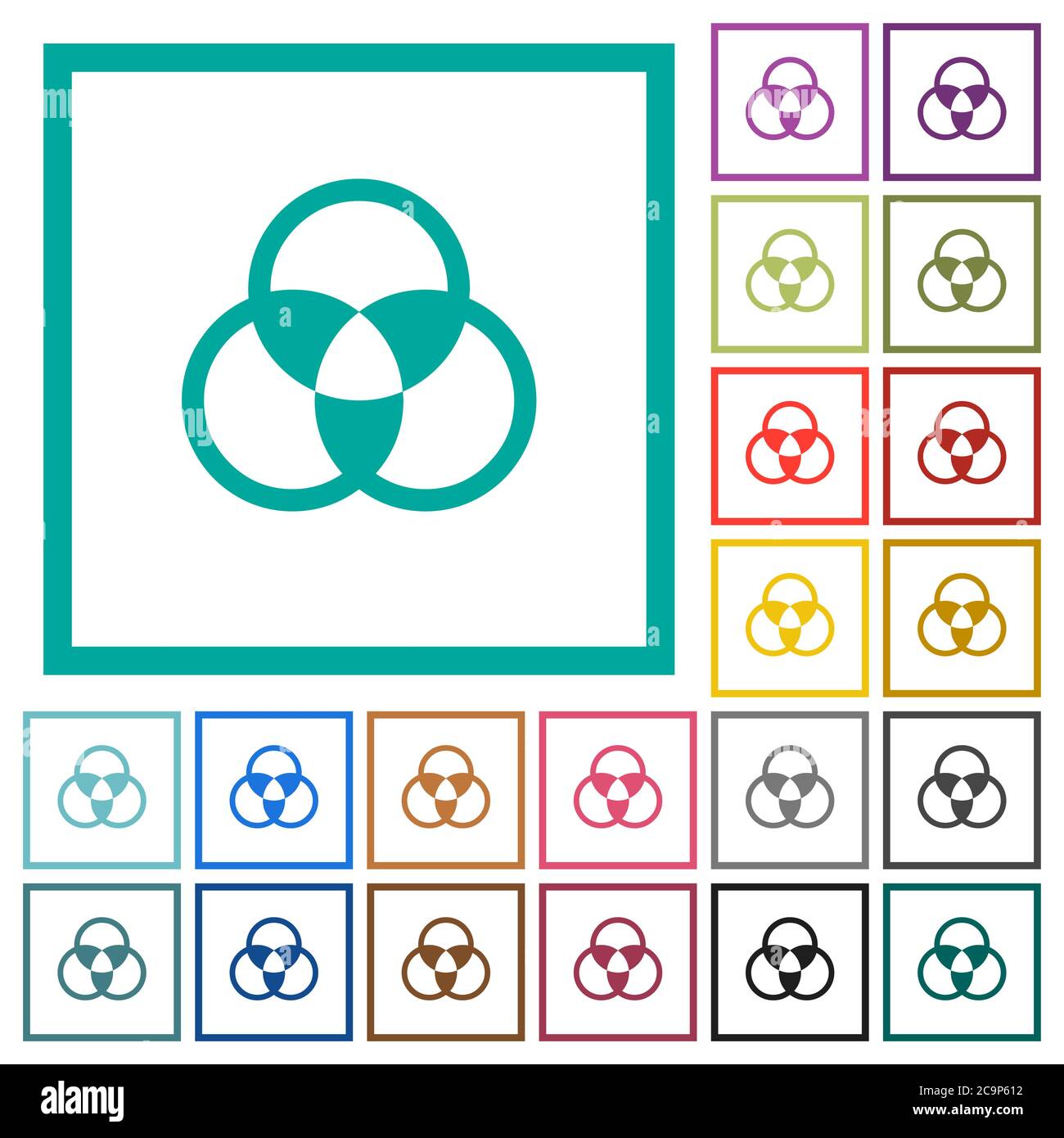 Color mixing flat color icons with quadrant frames on white background Stock Vector Image & Art ...