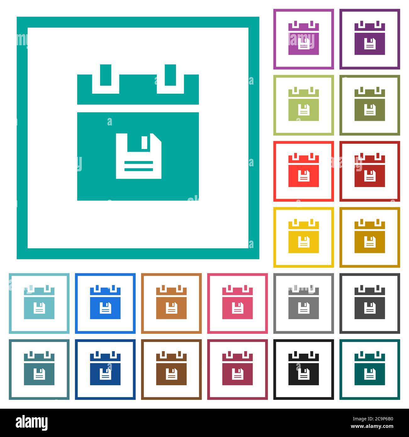 Save schedule data flat color icons with quadrant frames on white background Stock Vector Image ...