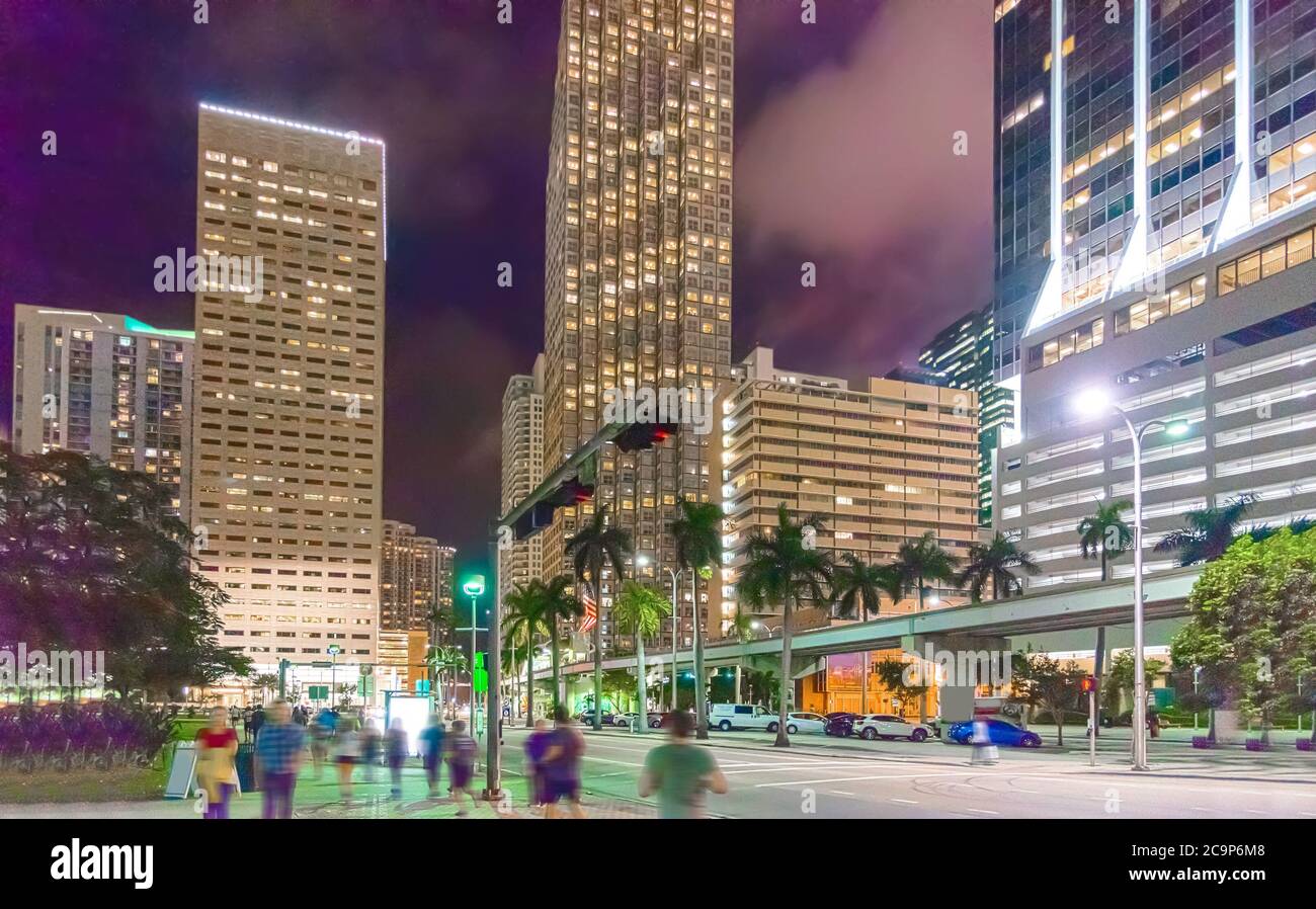 Skyscrapers in downtown Miami at night. Florida, USA Stock Photo - Alamy