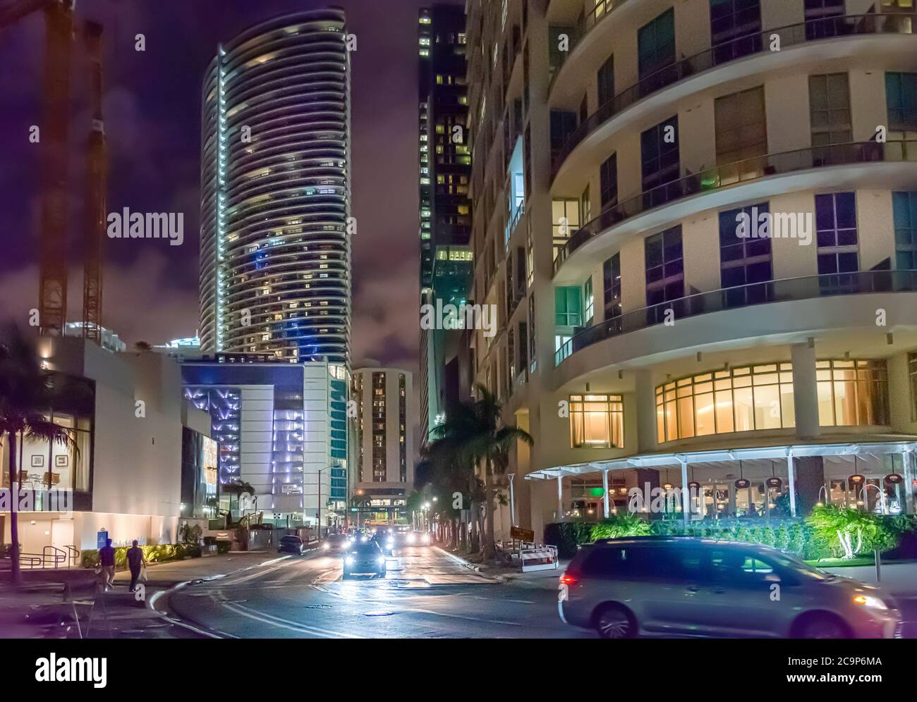 Traffic in downtown Miami at night. Florida, USA Stock Photo - Alamy