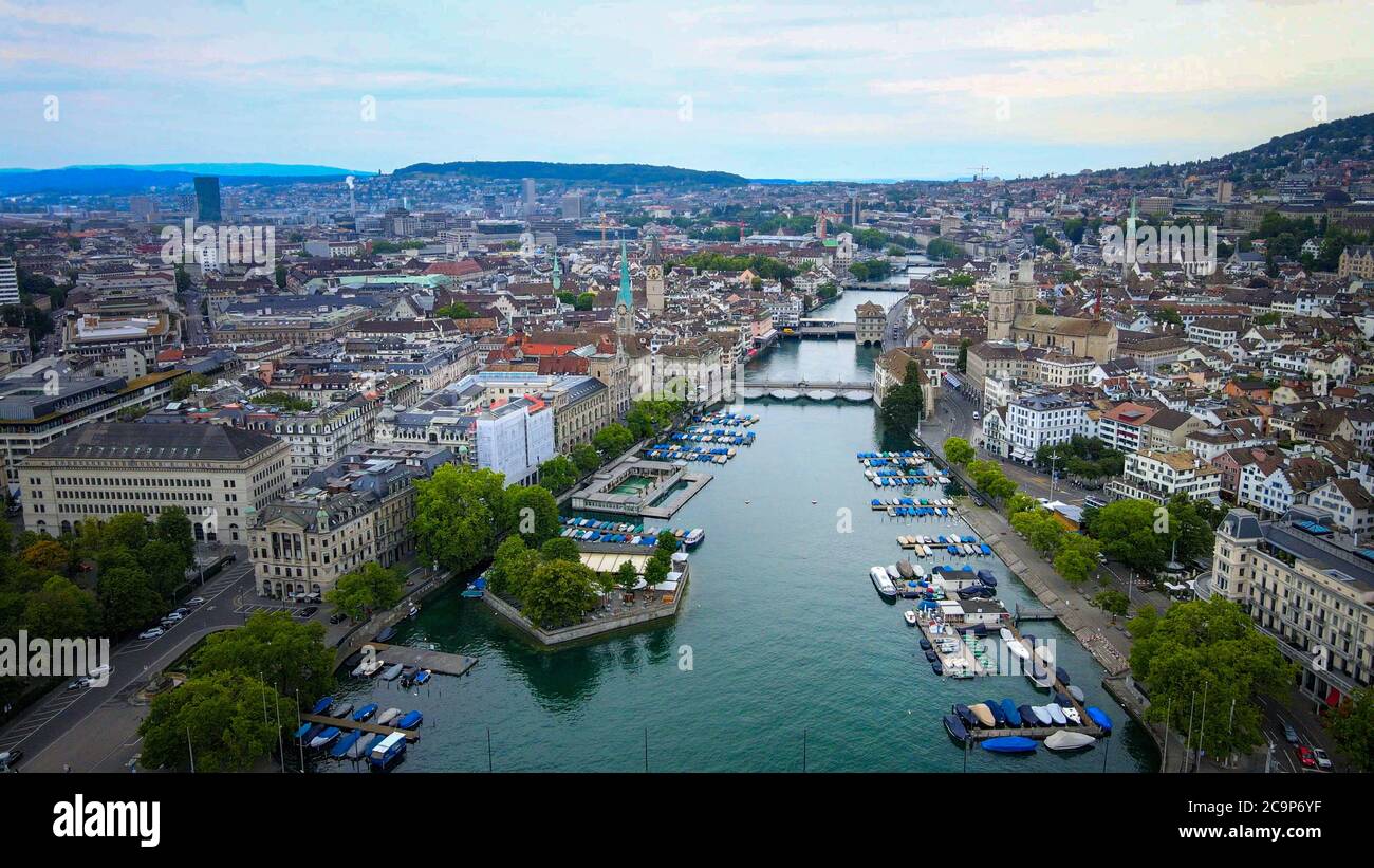 Amazing aerial view over the city of Zurich in Switzerland Stock Photo ...