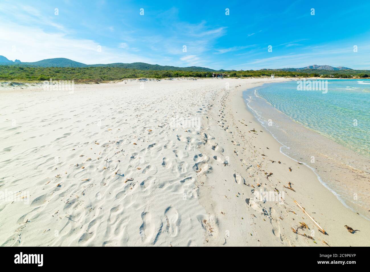 White Sand and blue sky in Rena Bianca in Costa Smeralda, Italy Stock ...