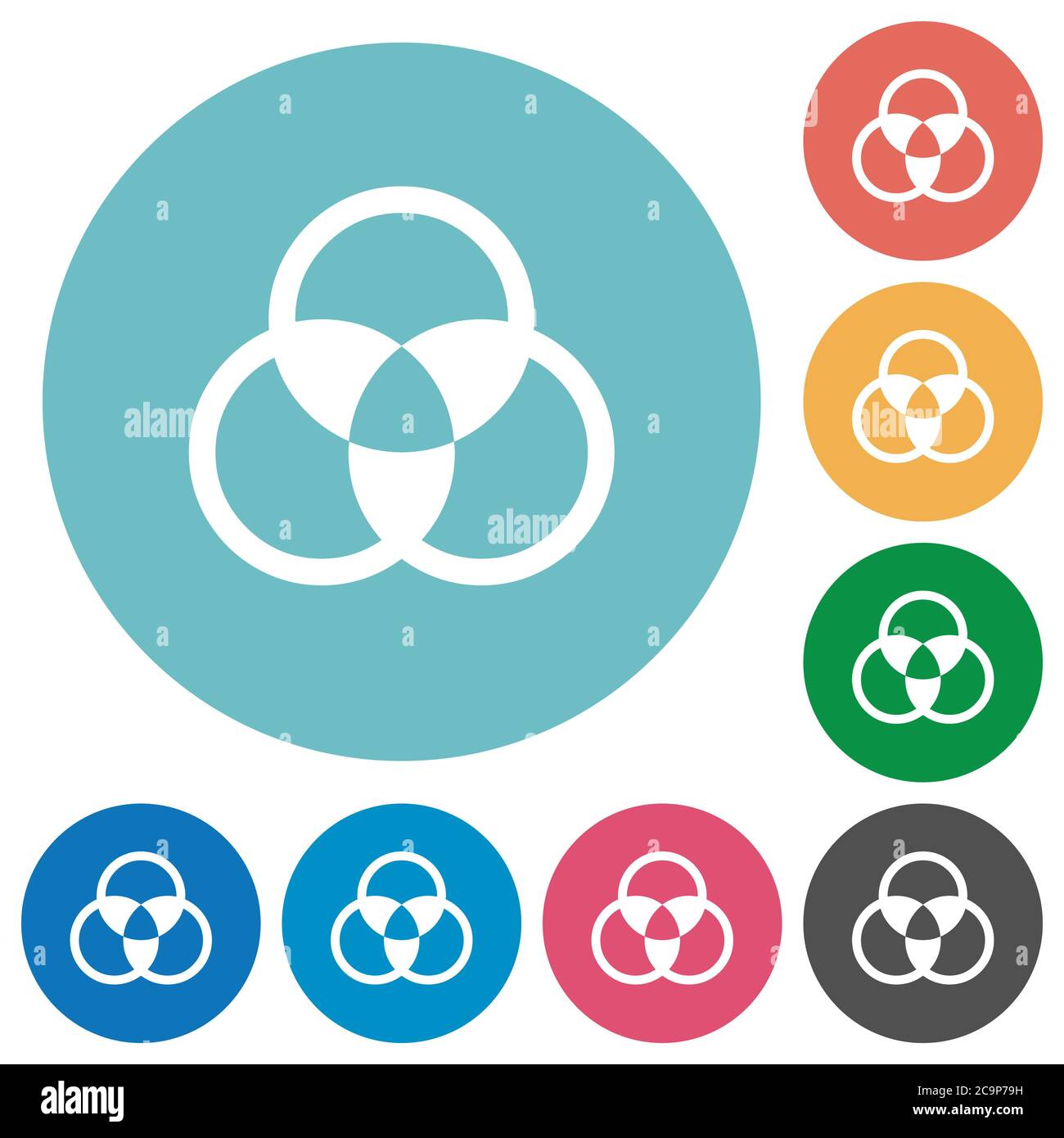 Color mixing flat white icons on round color backgrounds Stock Vector ...