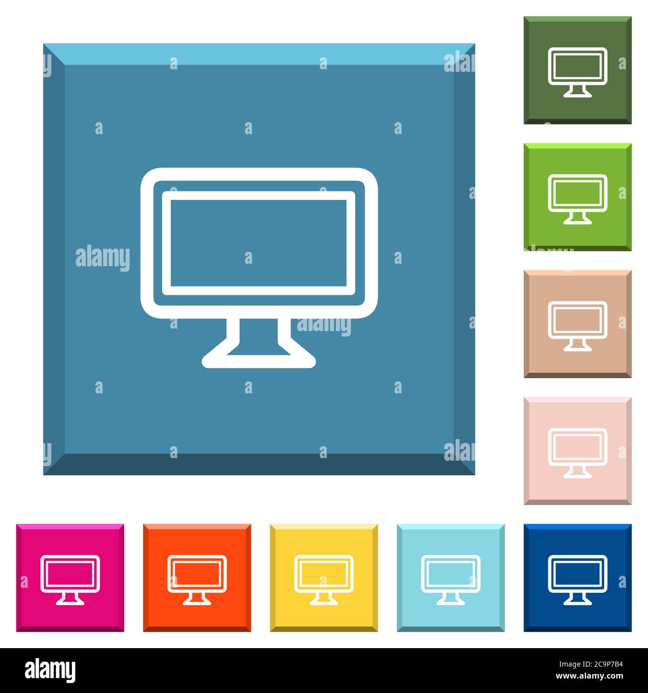 Single monitor white icons on edged square buttons in various trendy ...