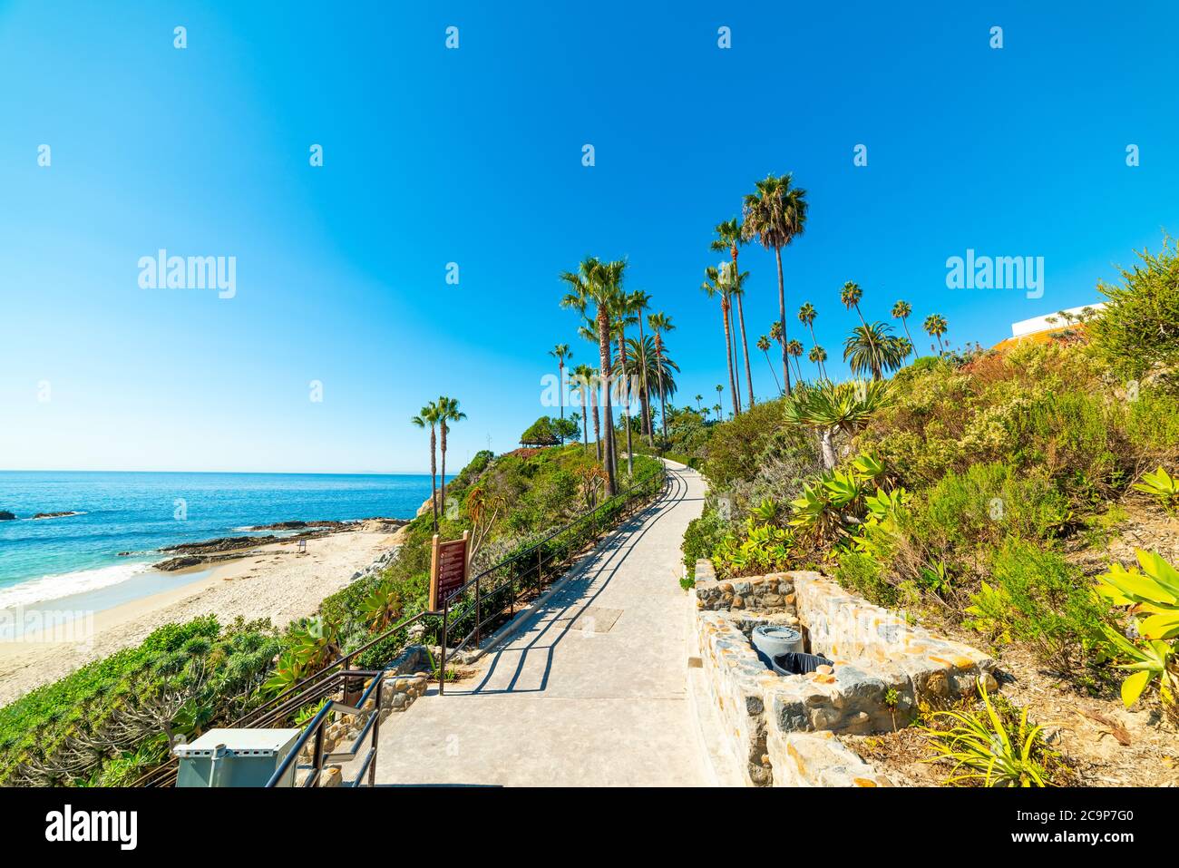 Walk path by the sea in Laguna Beach shore. California, USA Stock Photo ...