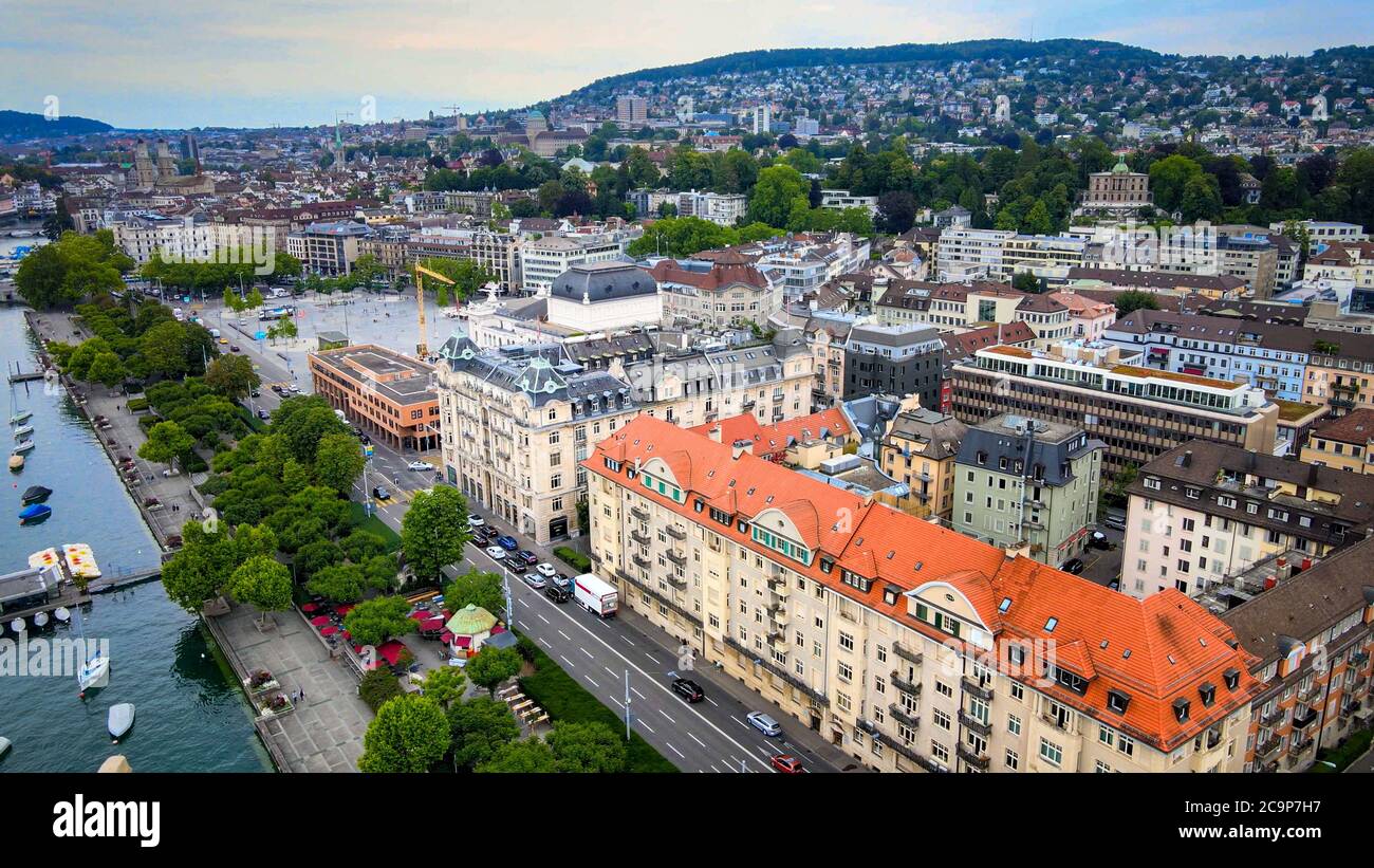 Amazing aerial view over the city of Zurich in Switzerland Stock Photo ...
