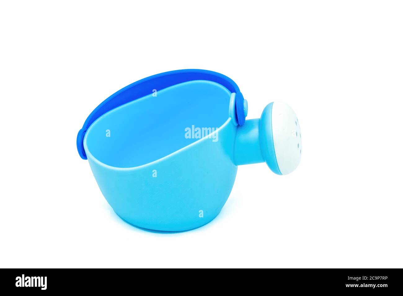 Beach toys: mini blue watering can on a white background Stock Photo ...