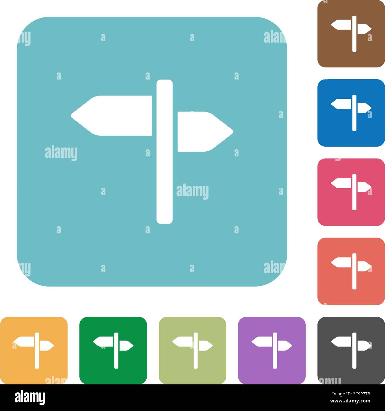 Signpost white flat icons on color rounded square backgrounds Stock Vector Image & Art - Alamy