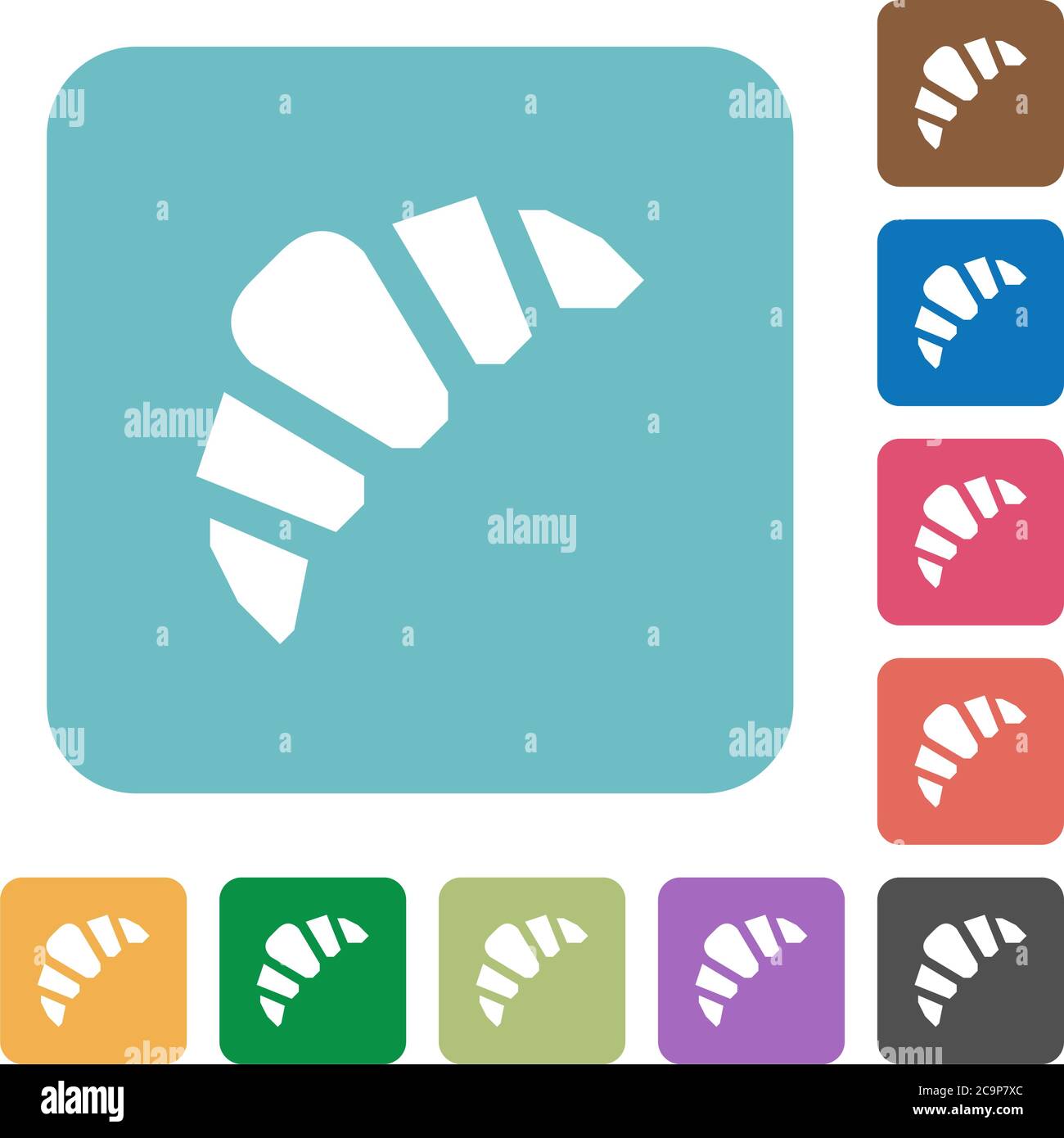 Bakery white flat icons on color rounded square backgrounds Stock ...