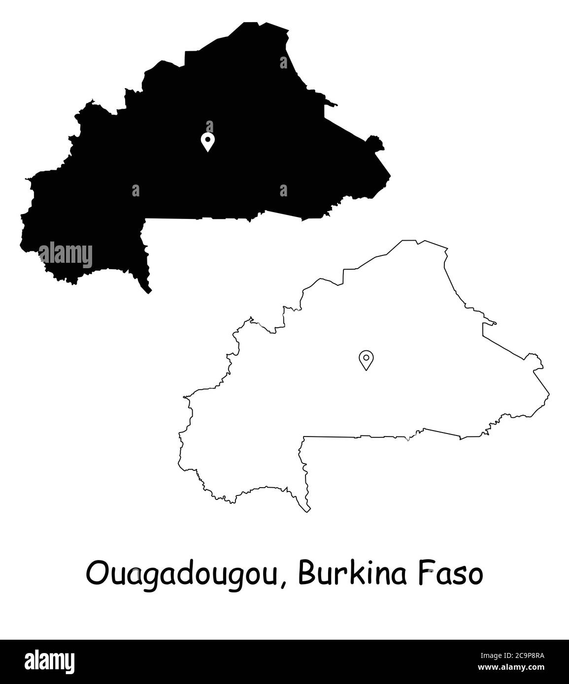 Ouagadougou Burkina Faso. Detailed Country Map with Location Pin on ...