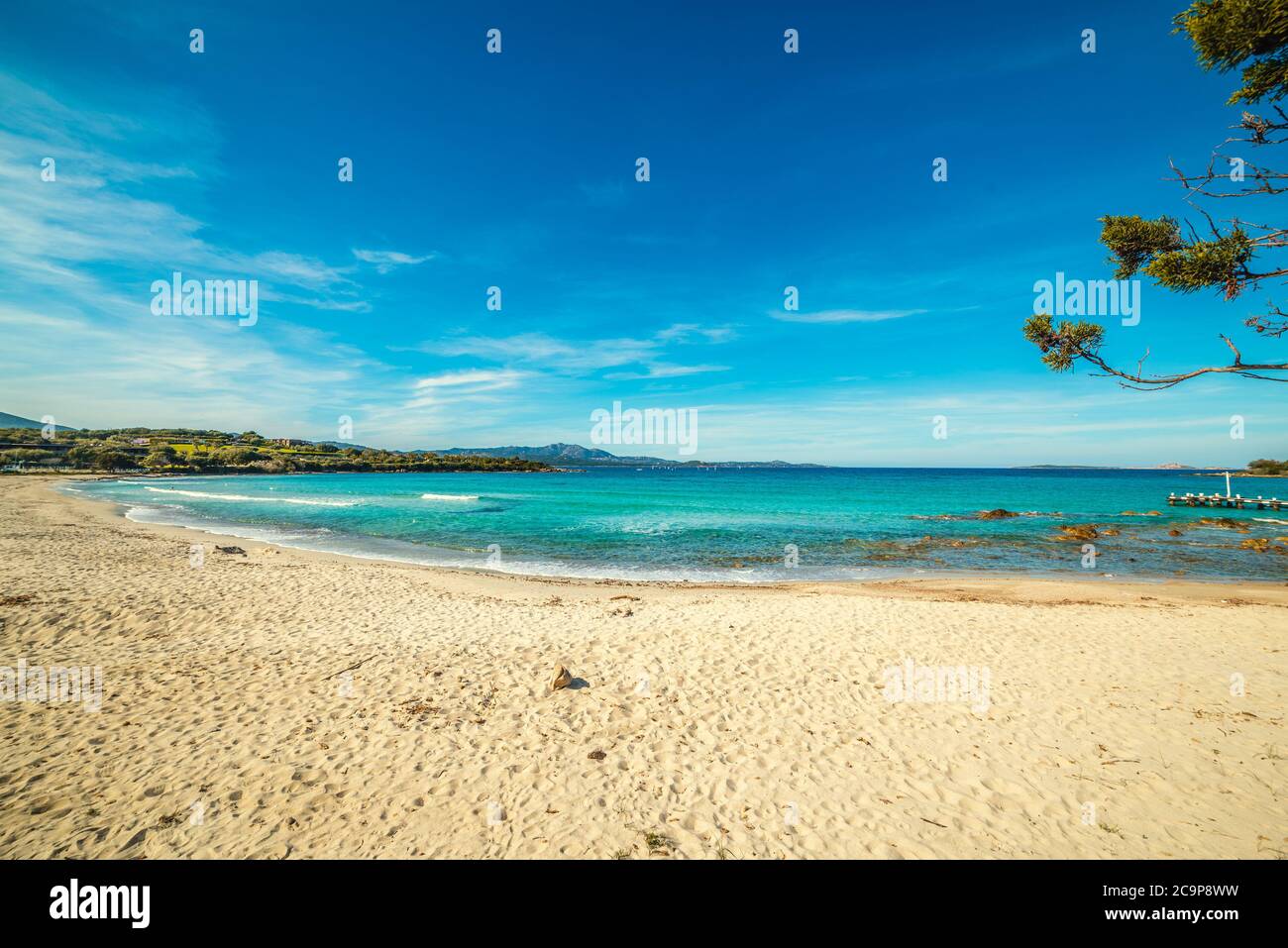 Rena Bianca shore at sunset in Costa Smeralda. Sardinia, Italy Stock ...