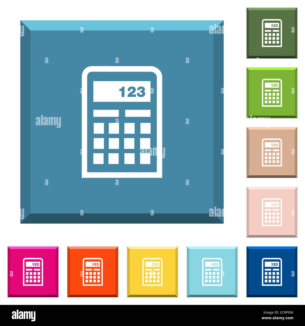 Scientific calculator white icons on edged square buttons in various ...