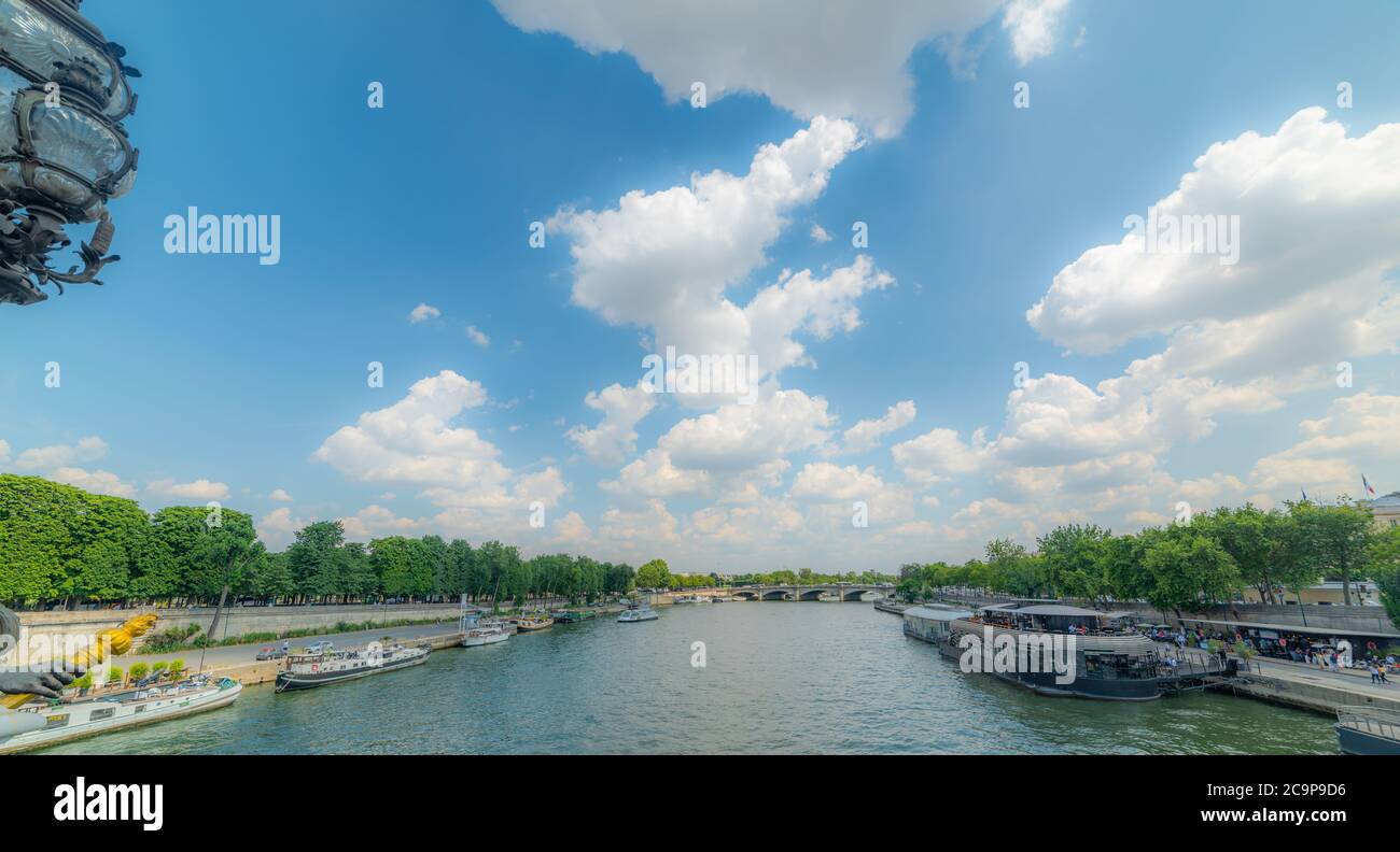 Clouds over Seine river in Paris, France Stock Photo - Alamy