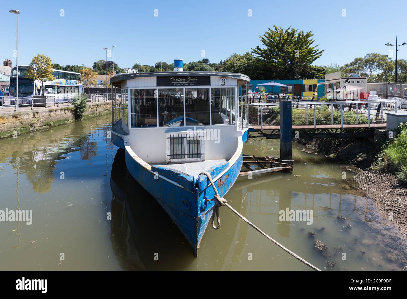 The Compton Castle coffee house in Truro. A former paddle steamer Stock ...