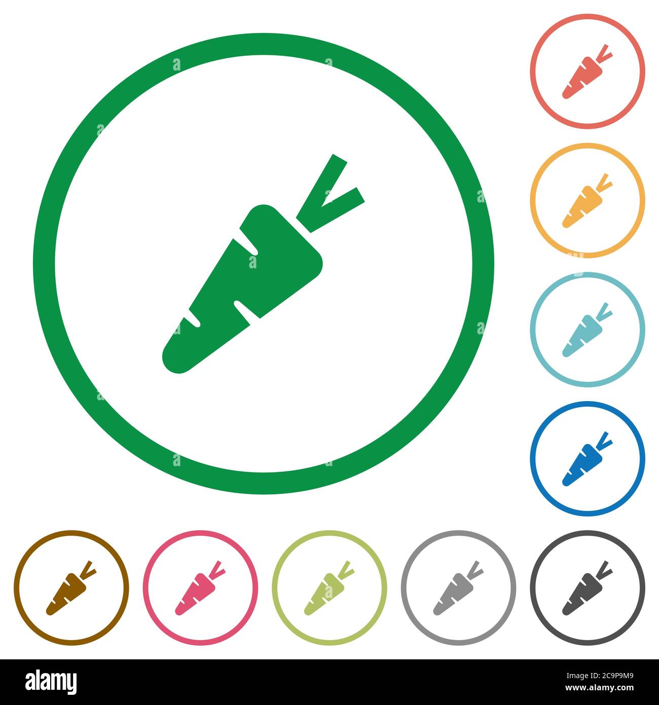 Carrot flat color icons in round outlines on white background Stock ...