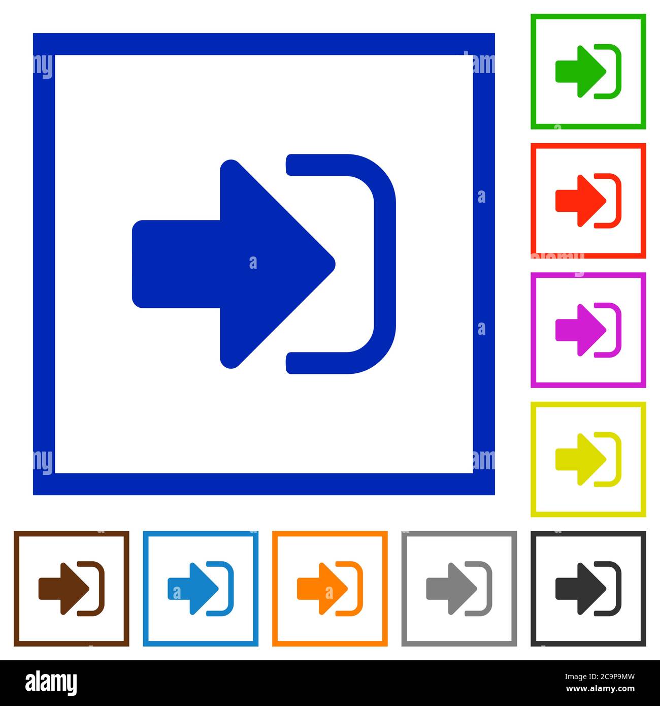 Sign in flat color icons in square frames on white background Stock ...