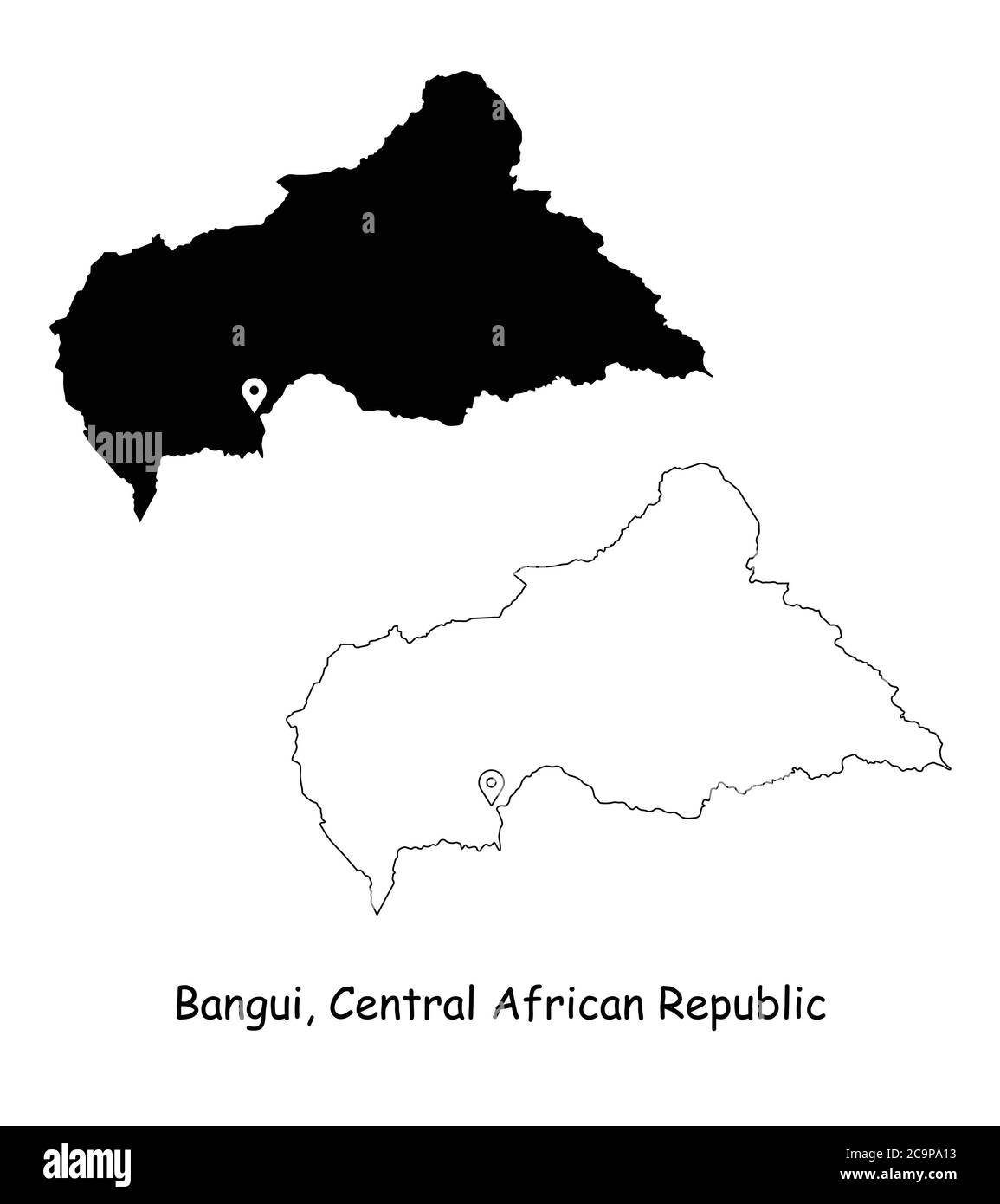Bangui Central African Republic. Detailed Country Map with Location Pin ...
