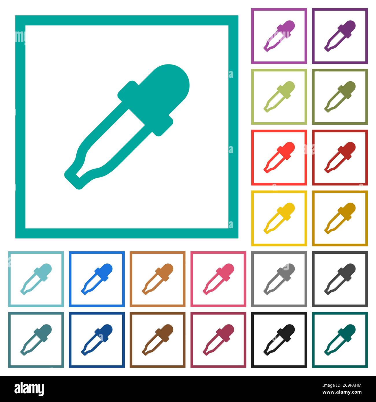 Color picker flat color icons with quadrant frames on white background ...