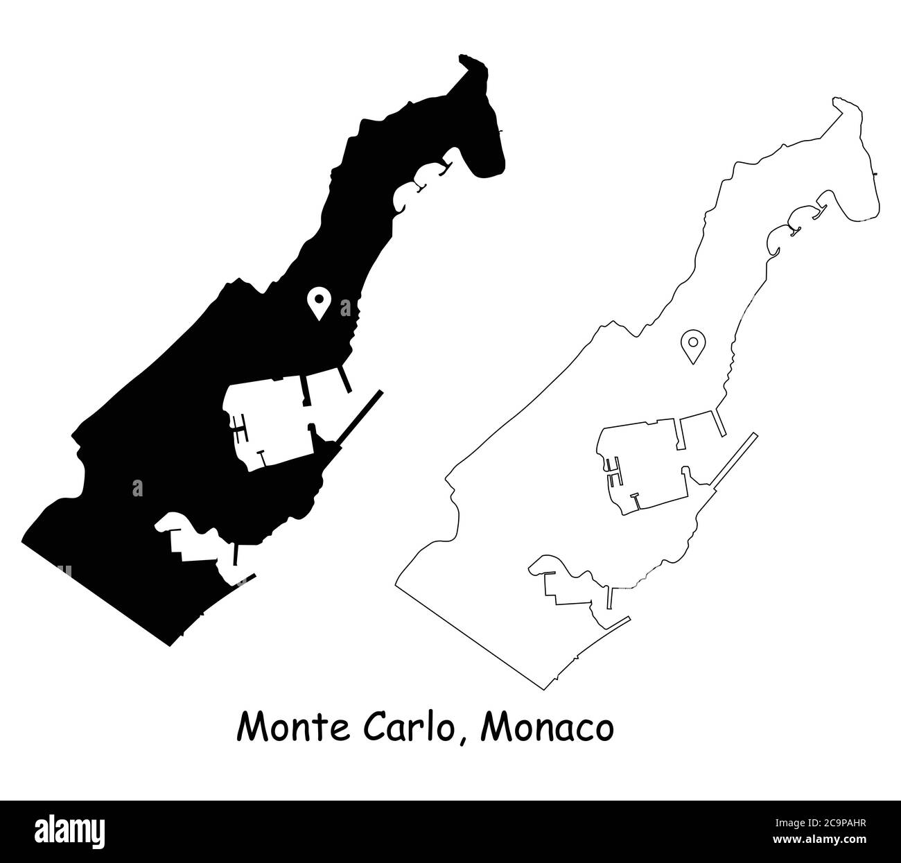 Monte Carlo, Monaco. Detailed Country Map with Location Pin on Capital ...