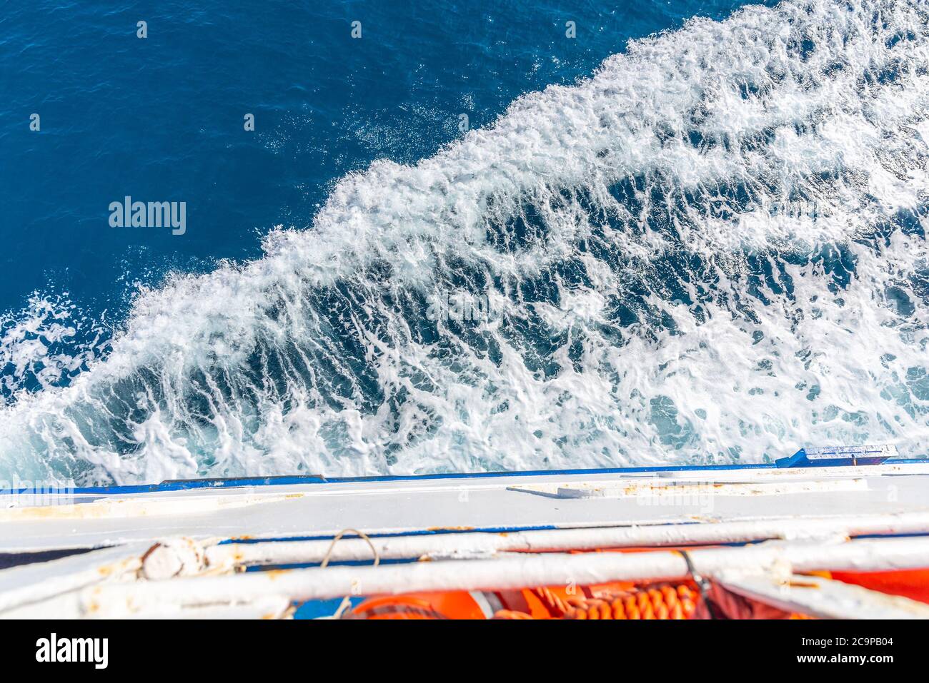 Ferry boat wake seen from above in Sardinia, Italy Stock Photo - Alamy