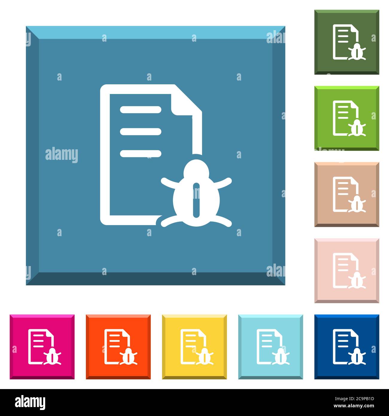 Bug report white icons on edged square buttons in various trendy colors ...