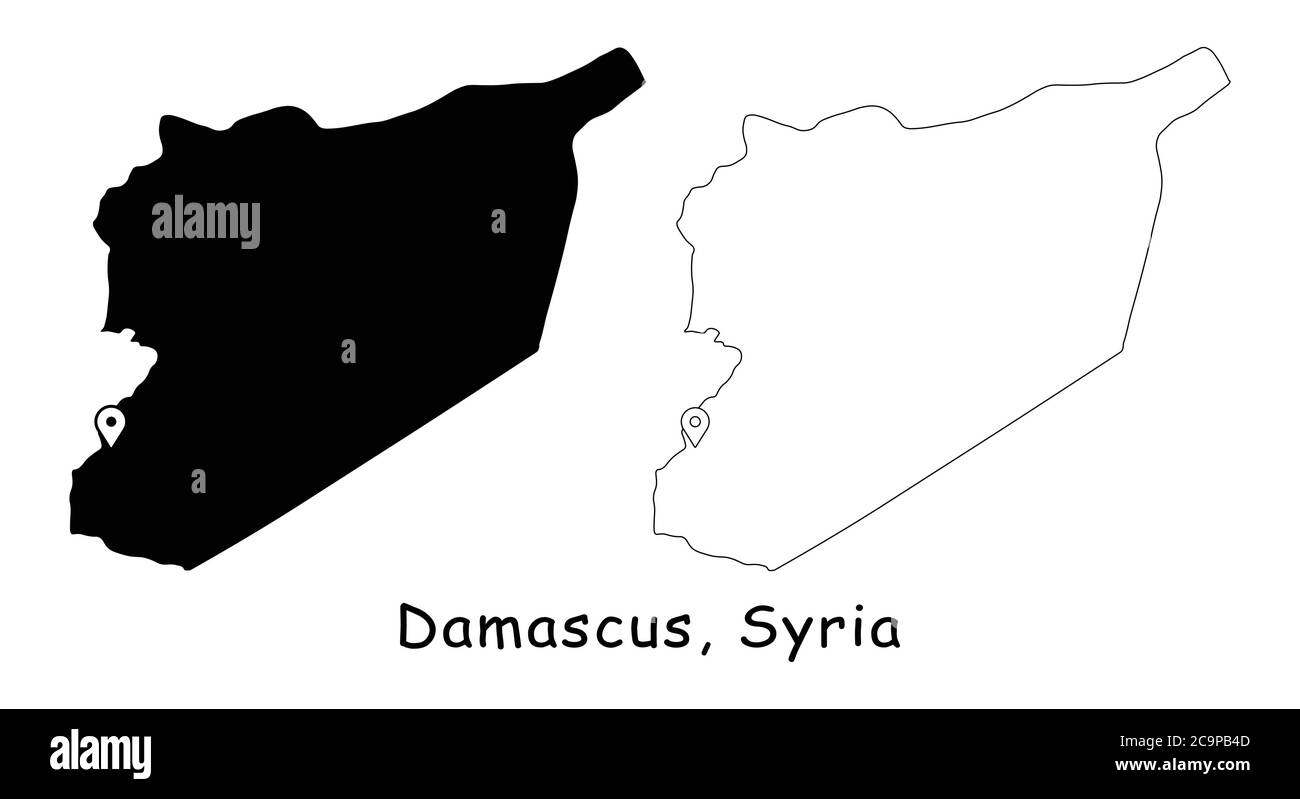 Damascus, Syria. Detailed Country Map with Location Pin on Capital City ...