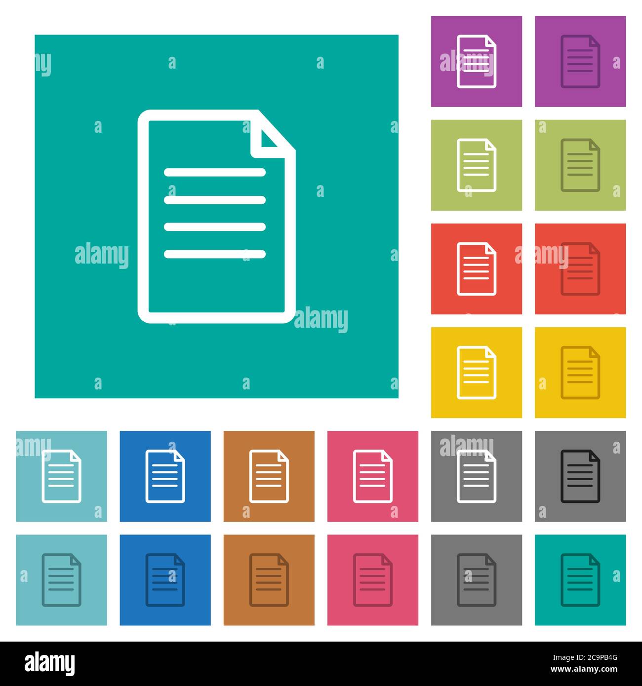 Single Document multi colored flat icons on plain square backgrounds ...