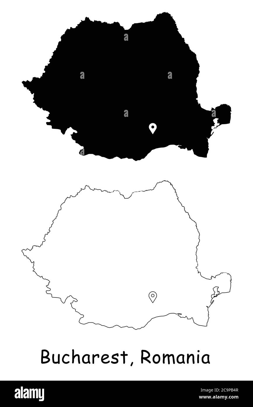 Romania border silhouette national Black and White Stock Photos ...