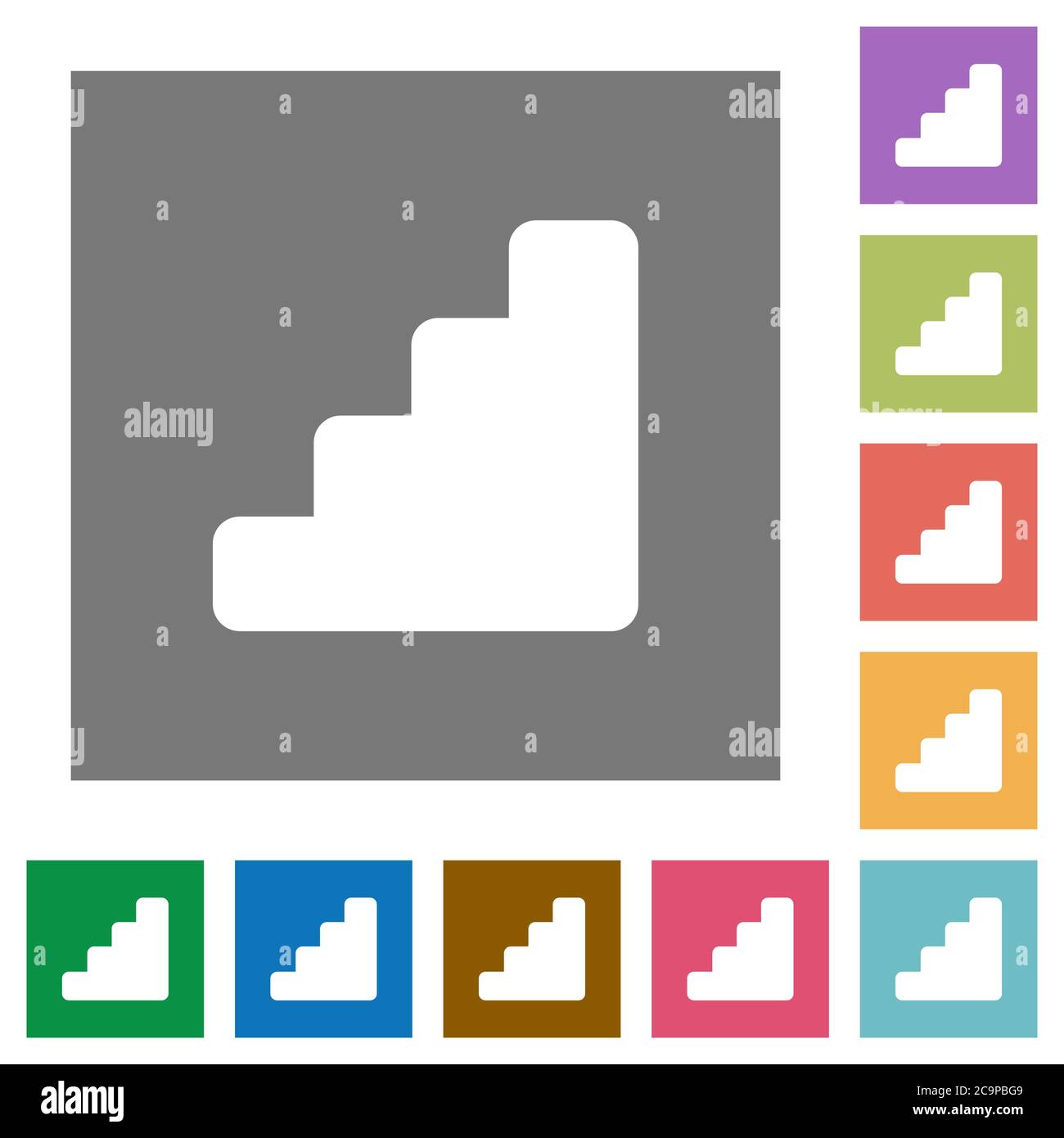 Stairs flat icons on simple color square backgrounds Stock Vector Image ...