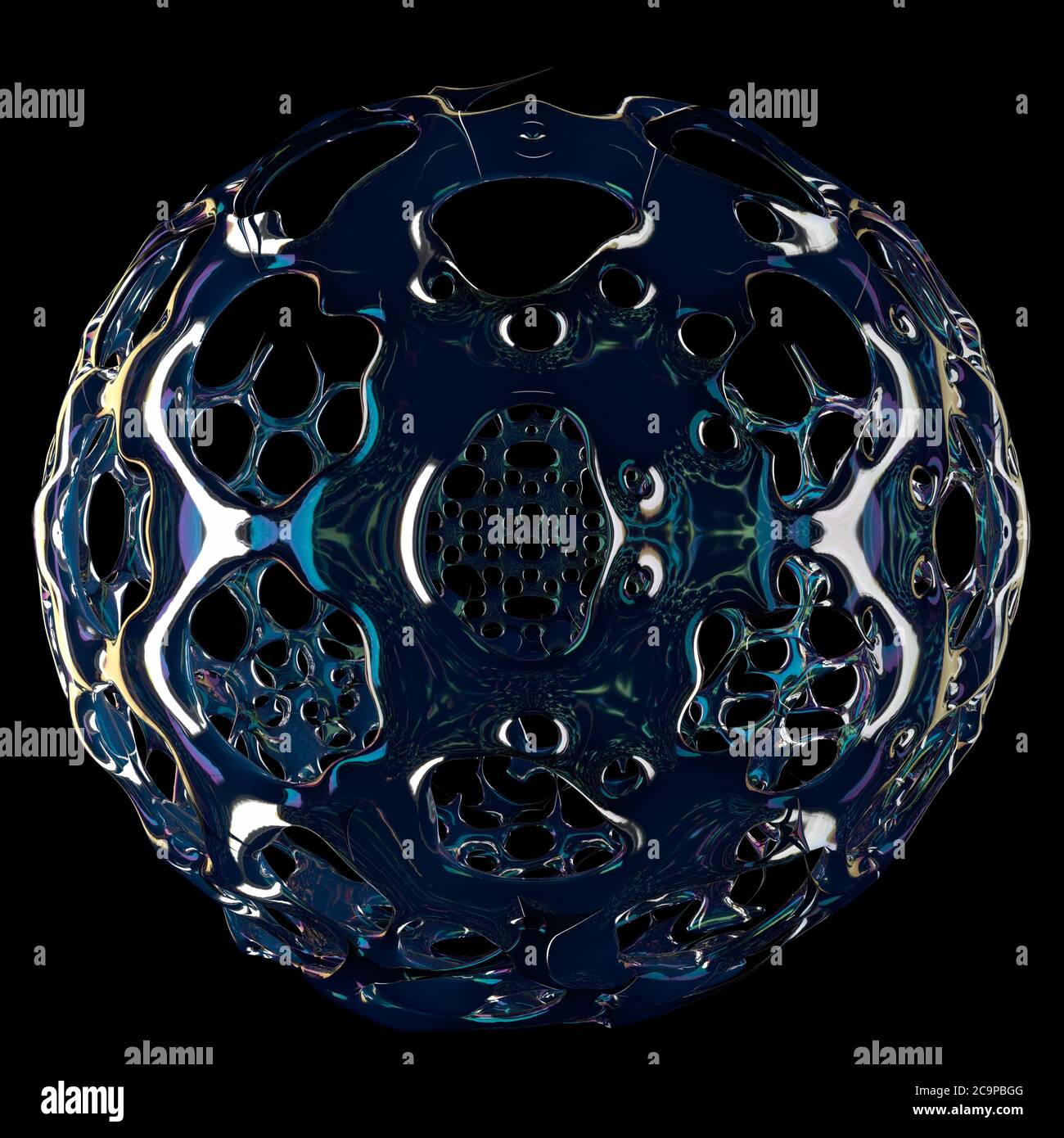 Abstract futuristic liquid iridescent sphere illustration. Space ...