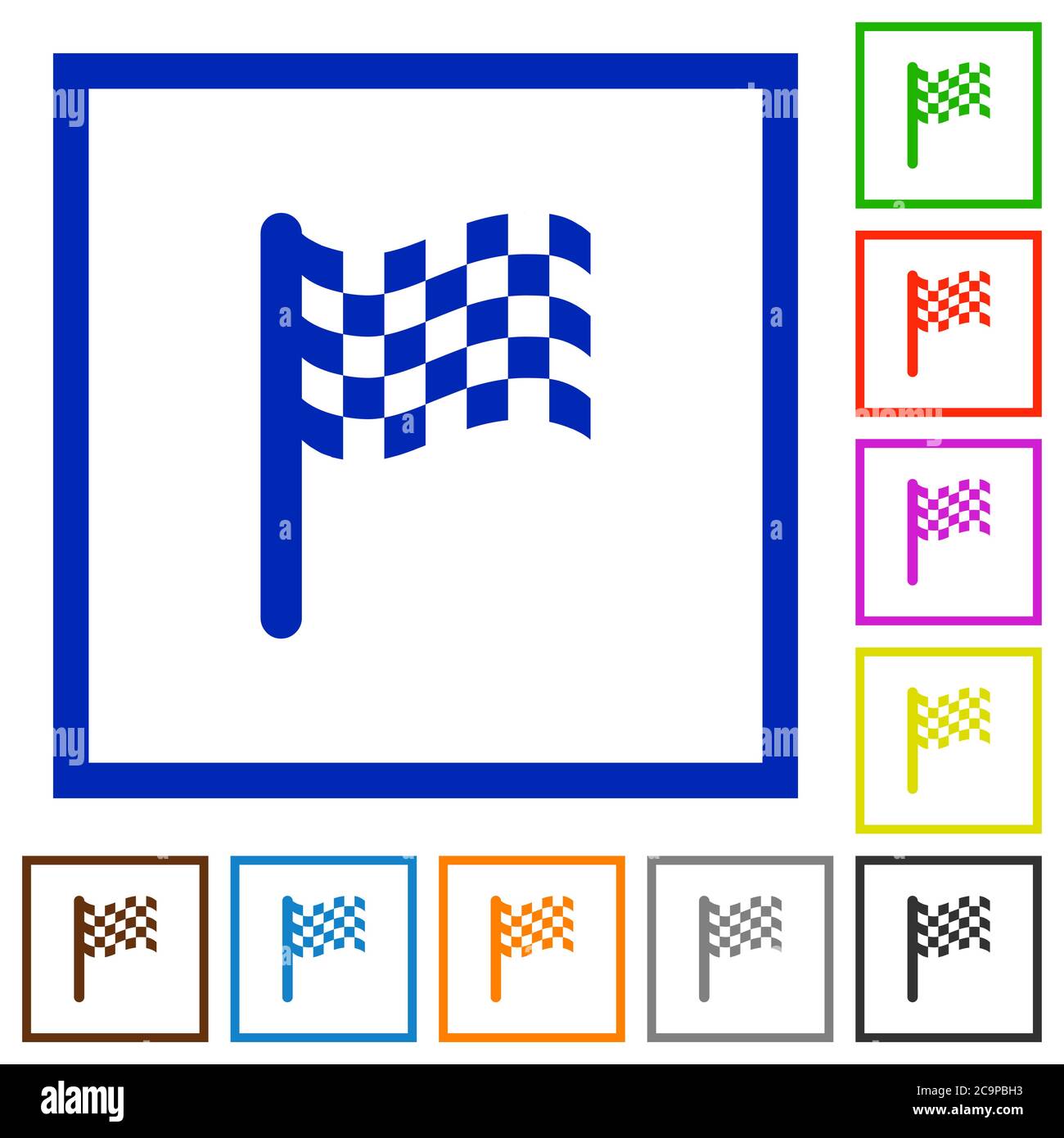 Race flag flat color icons in square frames on white background Stock ...