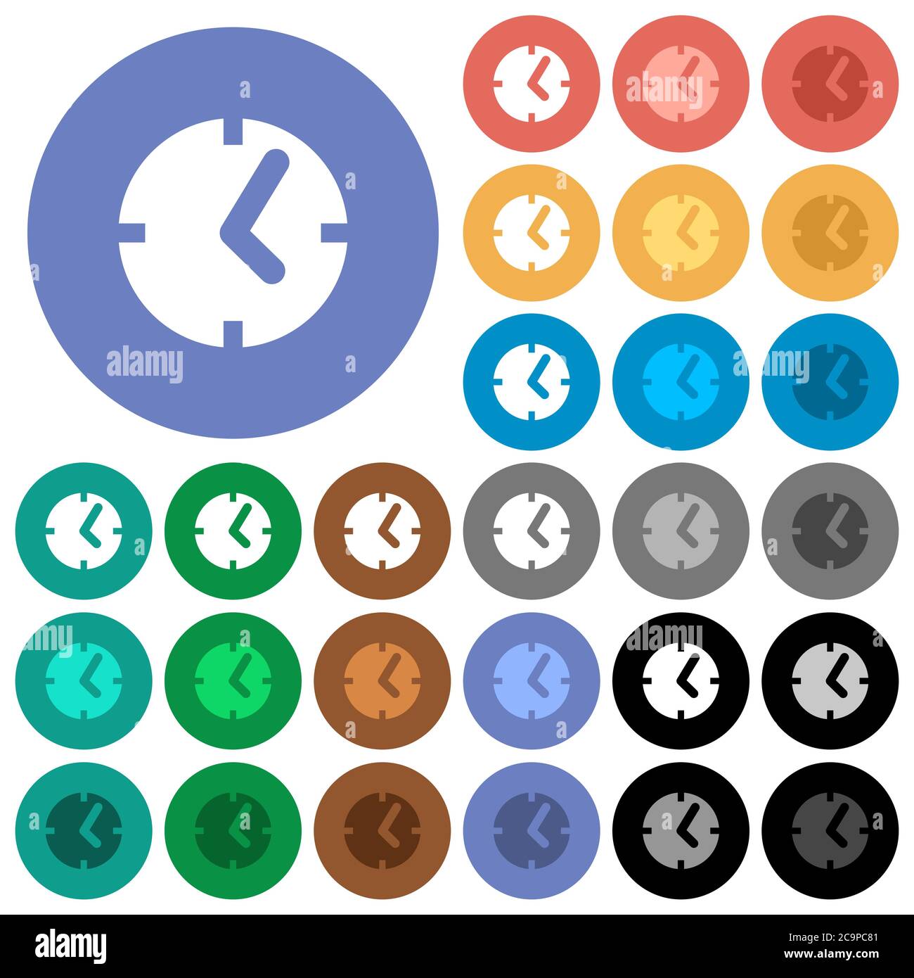 Clock multi colored flat icons on round backgrounds. Included white ...