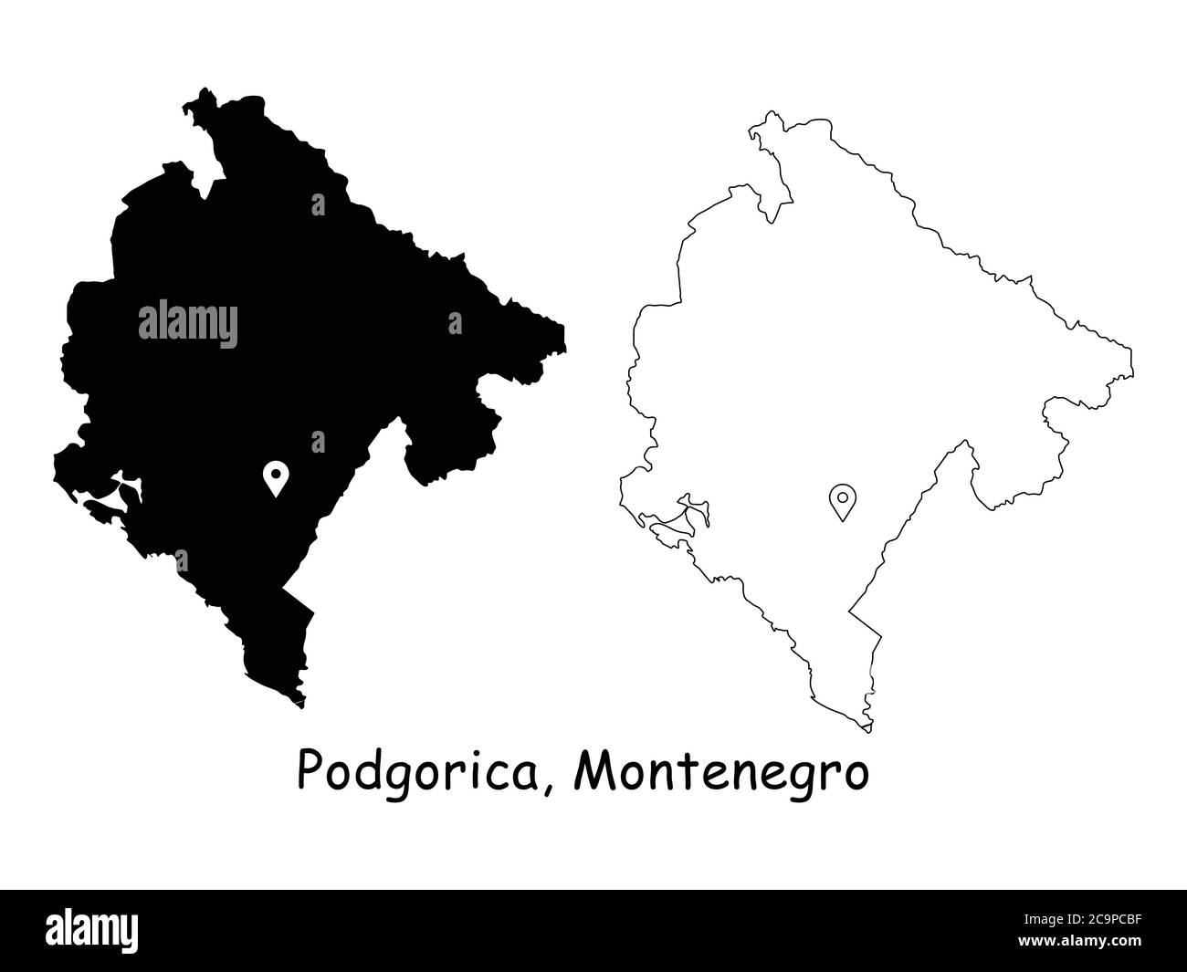 Podgorica, Montenegro. Detailed Country Map with Location Pin on ...