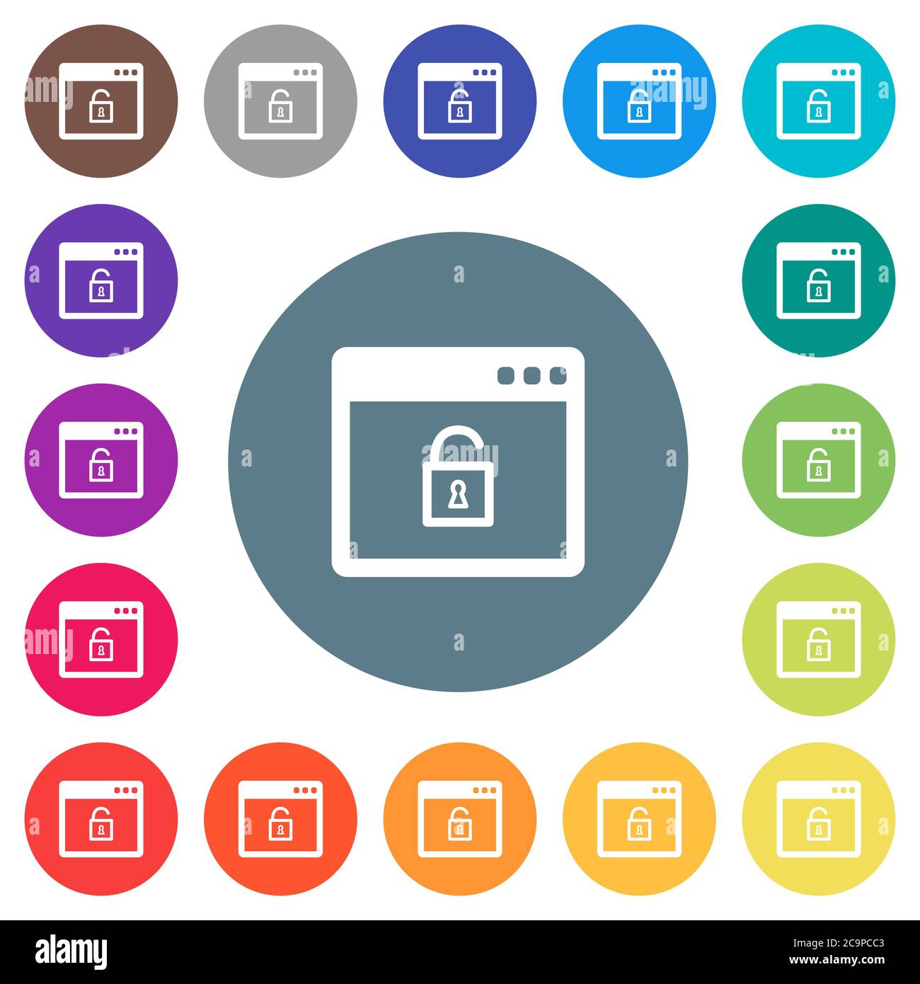 Unlock application flat white icons on round color backgrounds. 17 ...