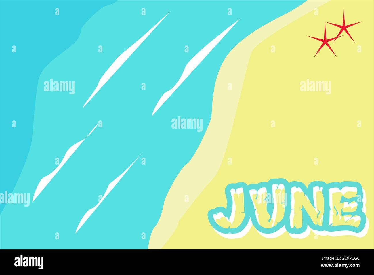 June written on the beach seen from above. Summer background Stock ...