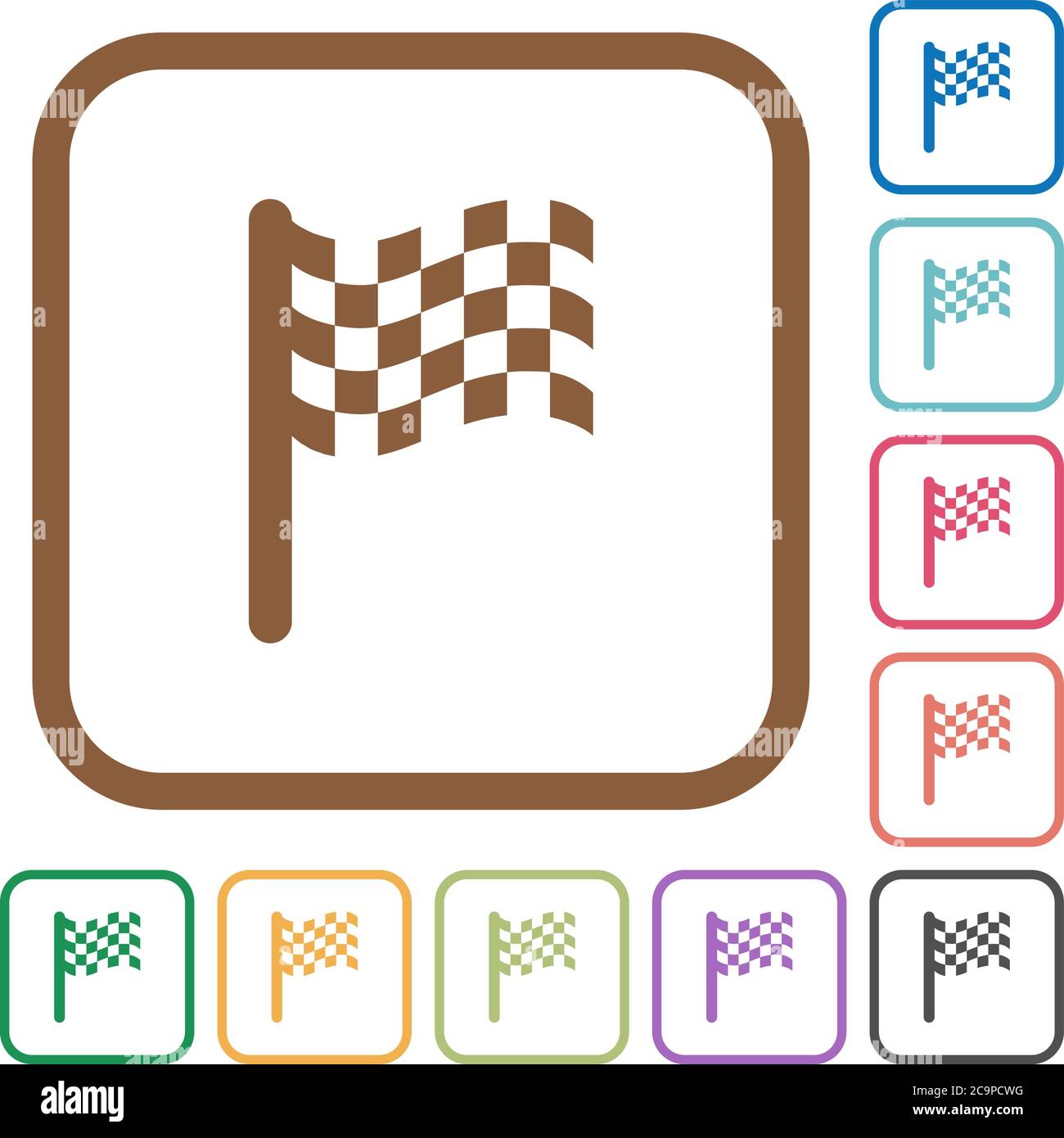 Race flag simple icons in color rounded square frames on white background Stock Vector Image ...