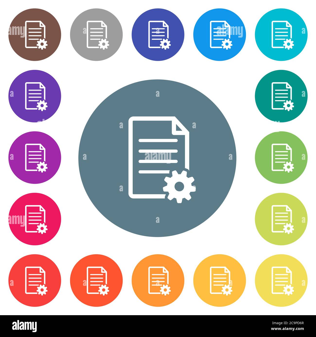 Document setup flat white icons on round color backgrounds. 17 ...