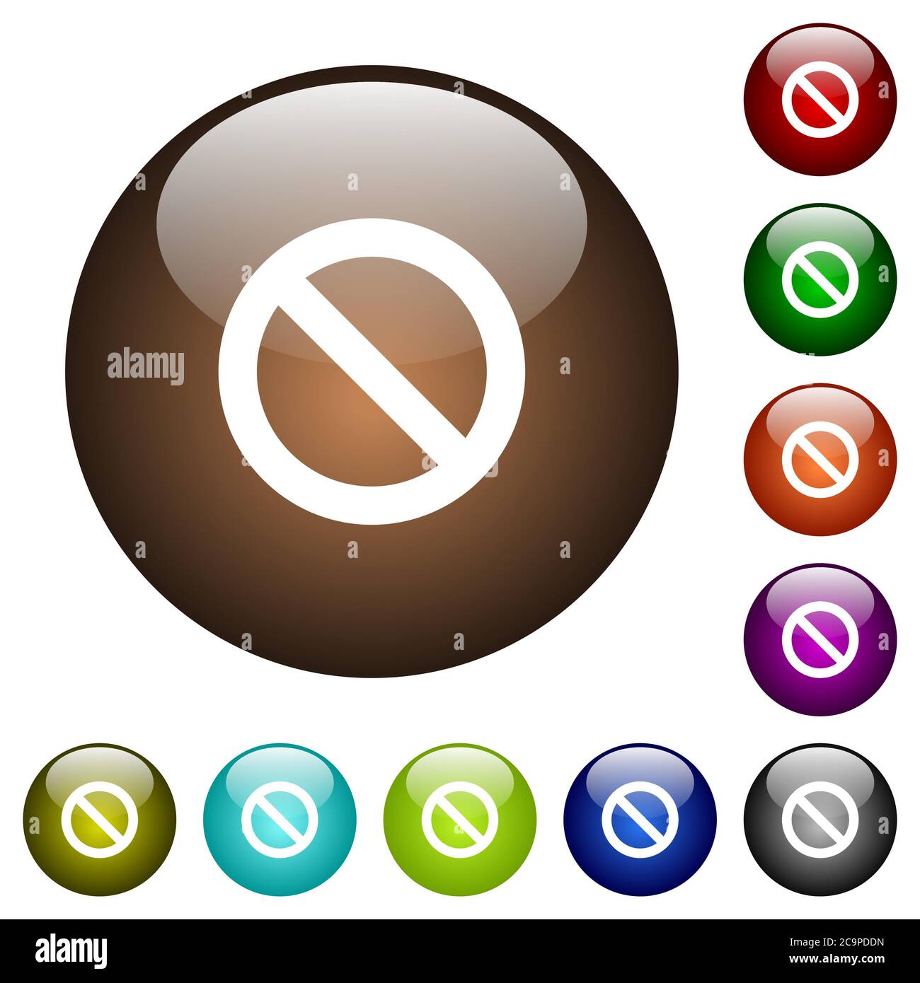 Blocked symbol white icons on round color glass buttons Stock Vector ...