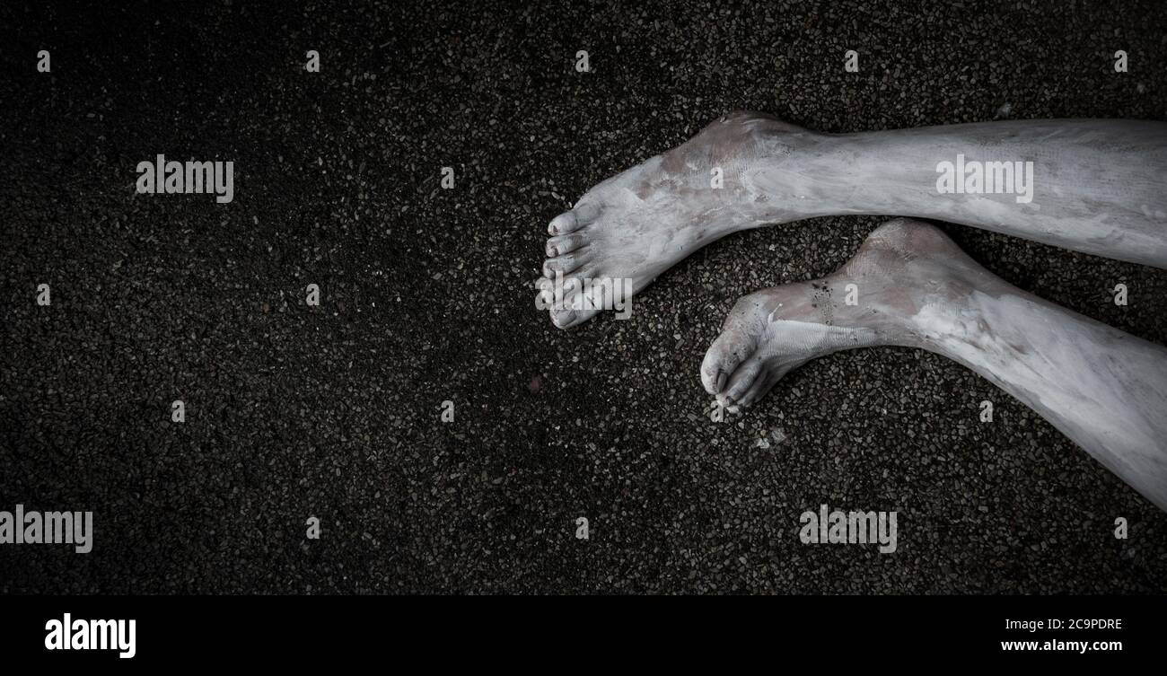 Legs of horror woman ghost creepy with copy space for background ...