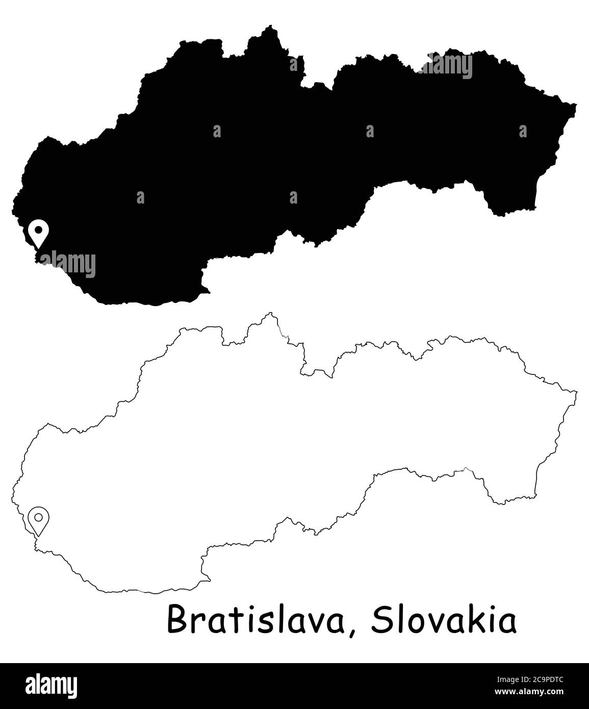Bratislava, Slovakia. Detailed Country Map with Location Pin on Capital ...